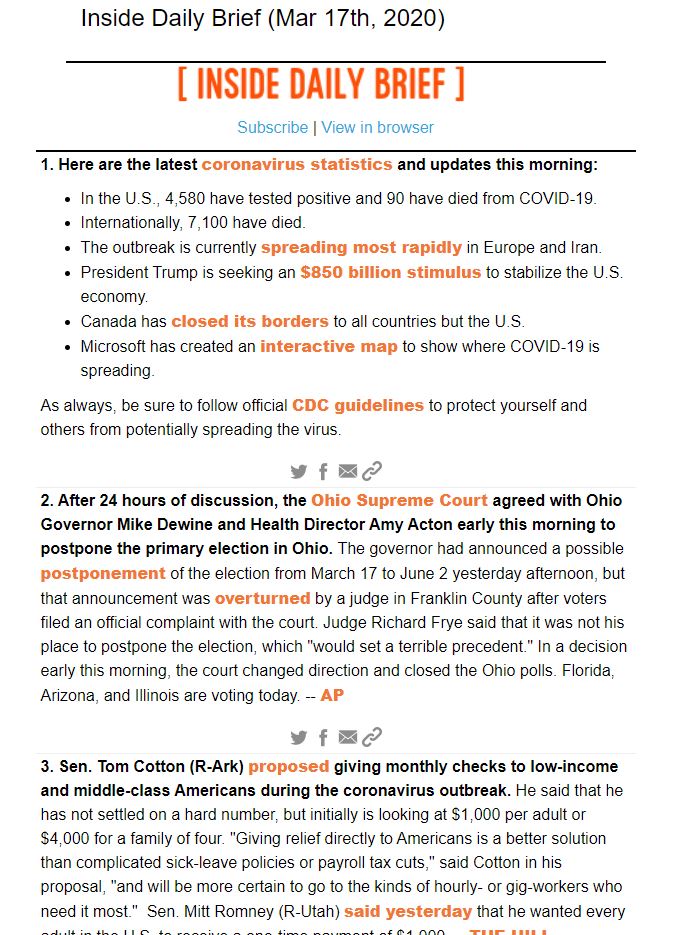 Inside Daily Brief Newsletter – Kathleen Walder Portfolio